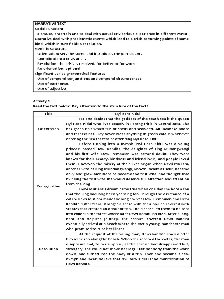 LKPD Narrative Text 1 | PDF