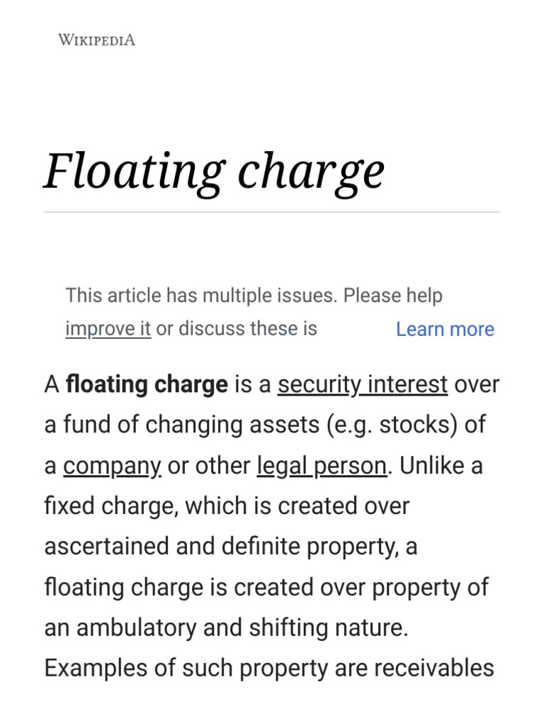 Floating Charge - Wikipedia | PDF | Security Interest | Law And Economics