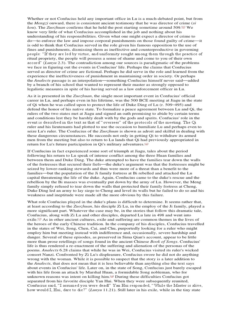 Confucius: Career and Exile Insights | PDF | Confucius | Analects