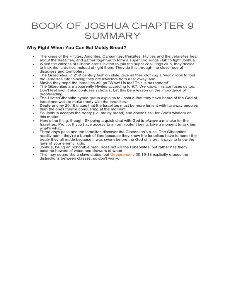 Book of Joshua Chapter 9 Summary | PDF