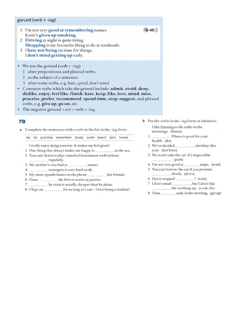 Verb + Ing Pre Intermediate | PDF