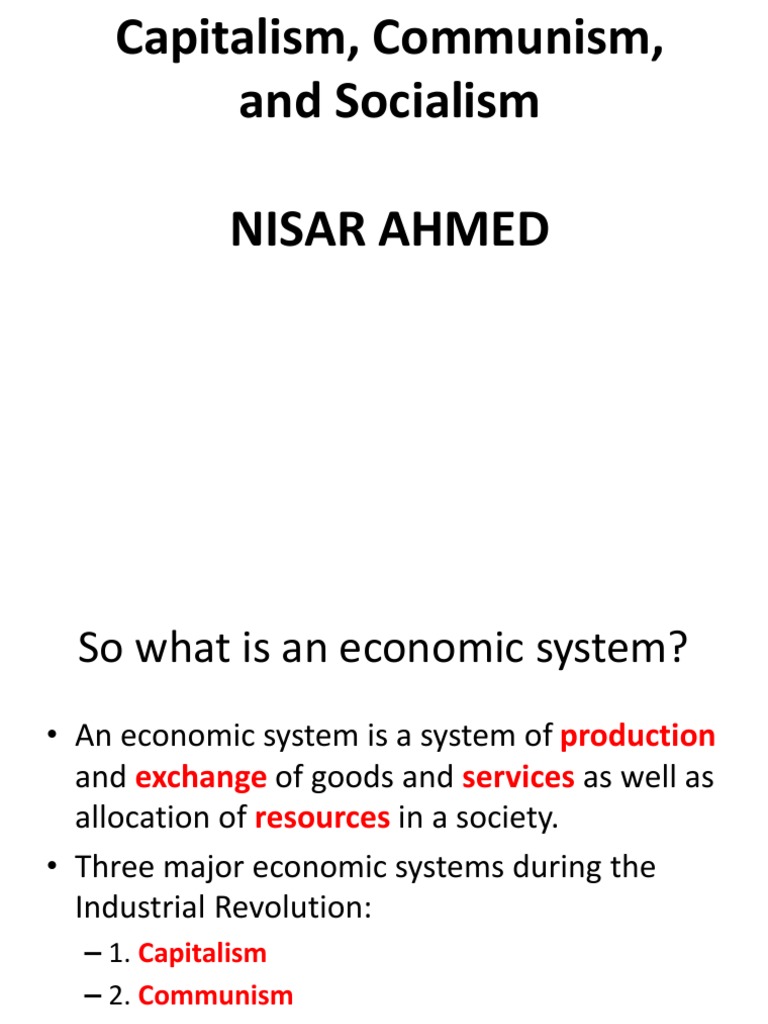 Capitalism Communism and Socialism | PDF | Economic System | Capitalism