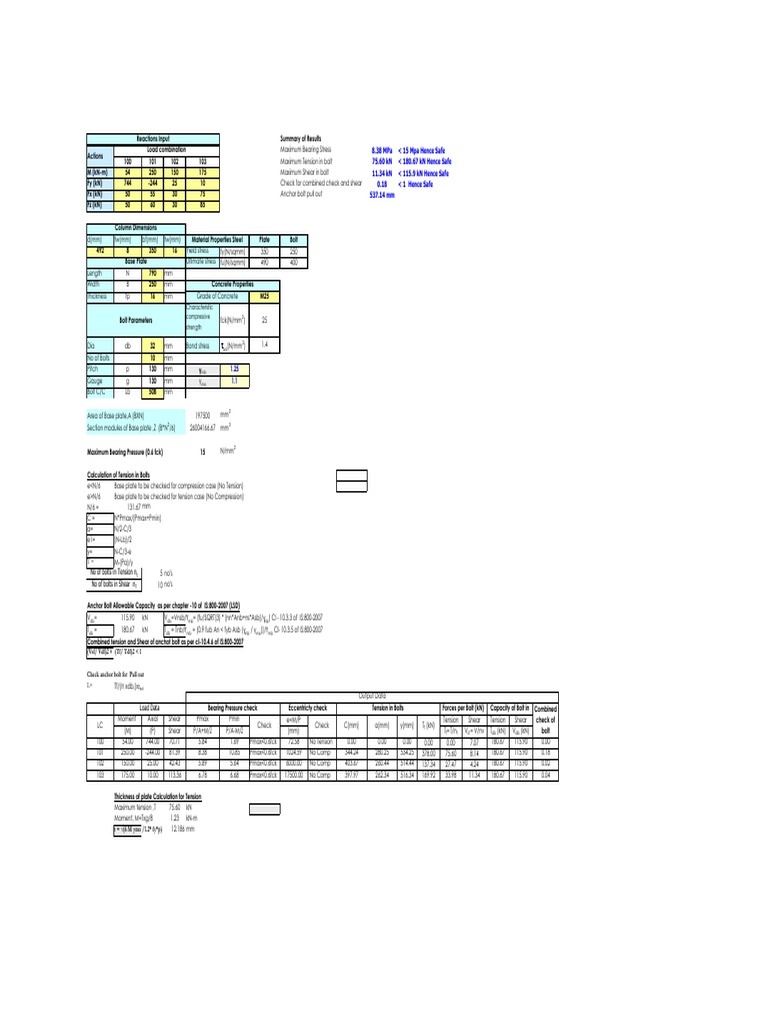 Base Plate Design PDF | PDF | Screw | Stress (Mechanics)