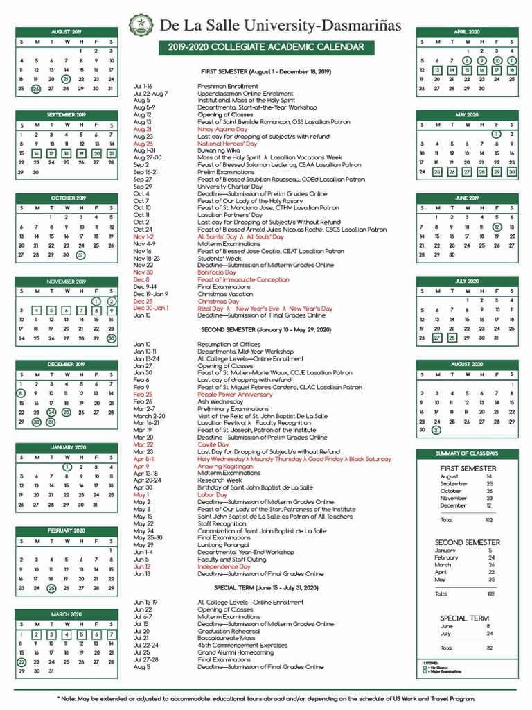 Academic Calendar College | PDF | Christian Festivals And Holy Days ...