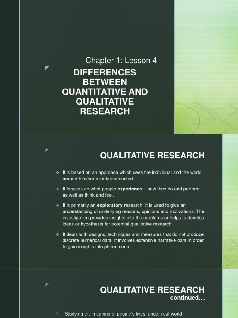 Differences Between Quantitative and Qualitative Research: Chapter 1 ...