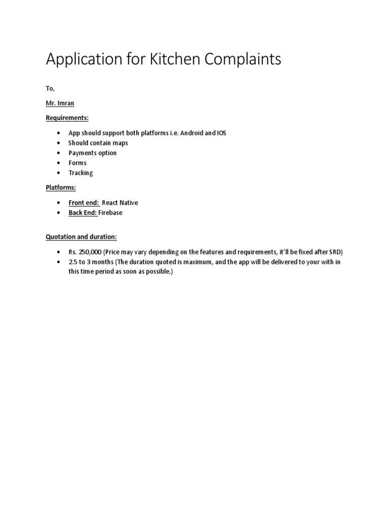 Application For Kitchen Complaints | PDF | Mobile App | Operating ...