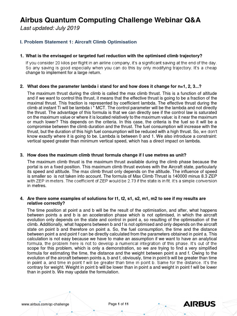Airbus Quantum Computing Challenge - Webinars Q&A July-2019 | PDF ...