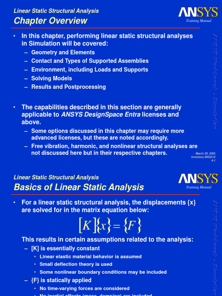 Chapter Overview: in This Chapter, Performing Linear Static Structural ...