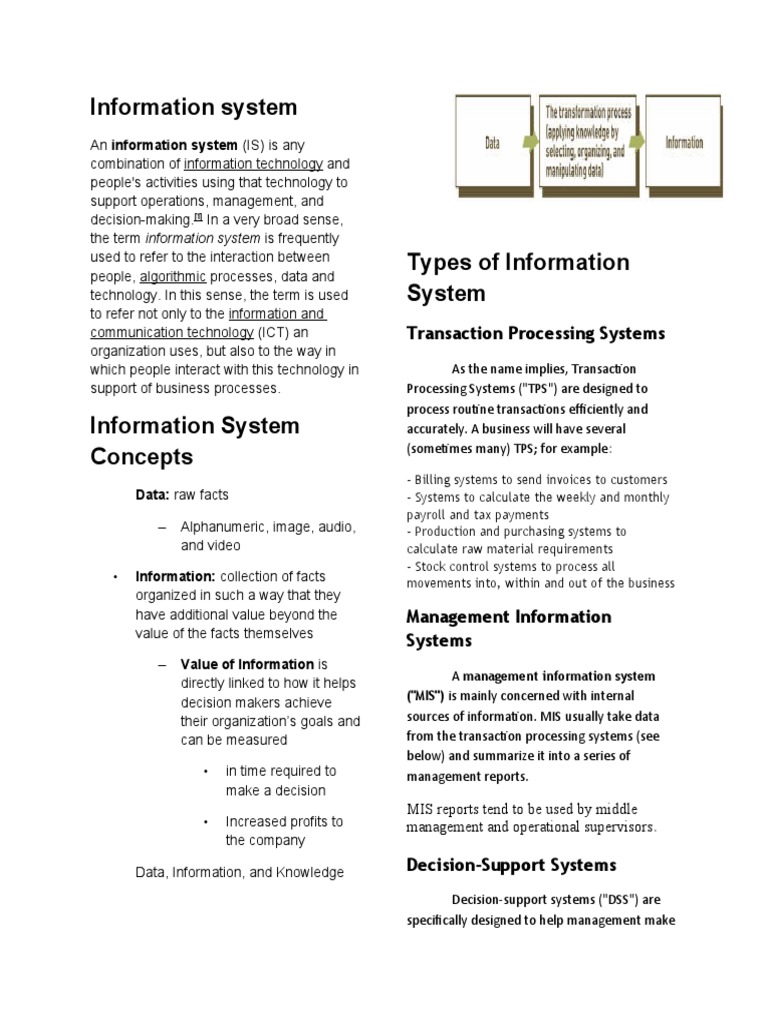 Information System: Transaction Processing Systems | Download Free PDF | Information System | System