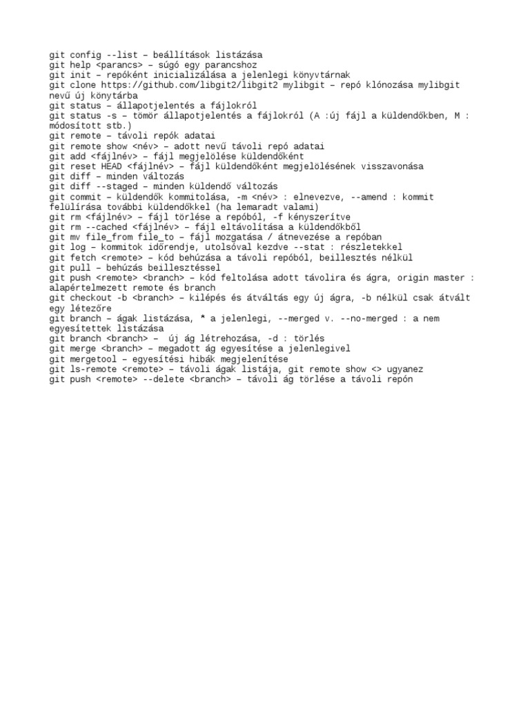 Git Parancsok | PDF