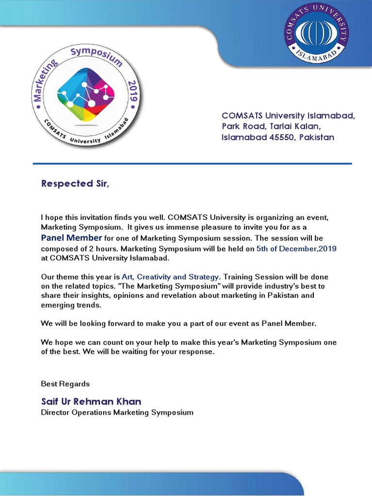 Respected Sir,: Panel Member | PDF