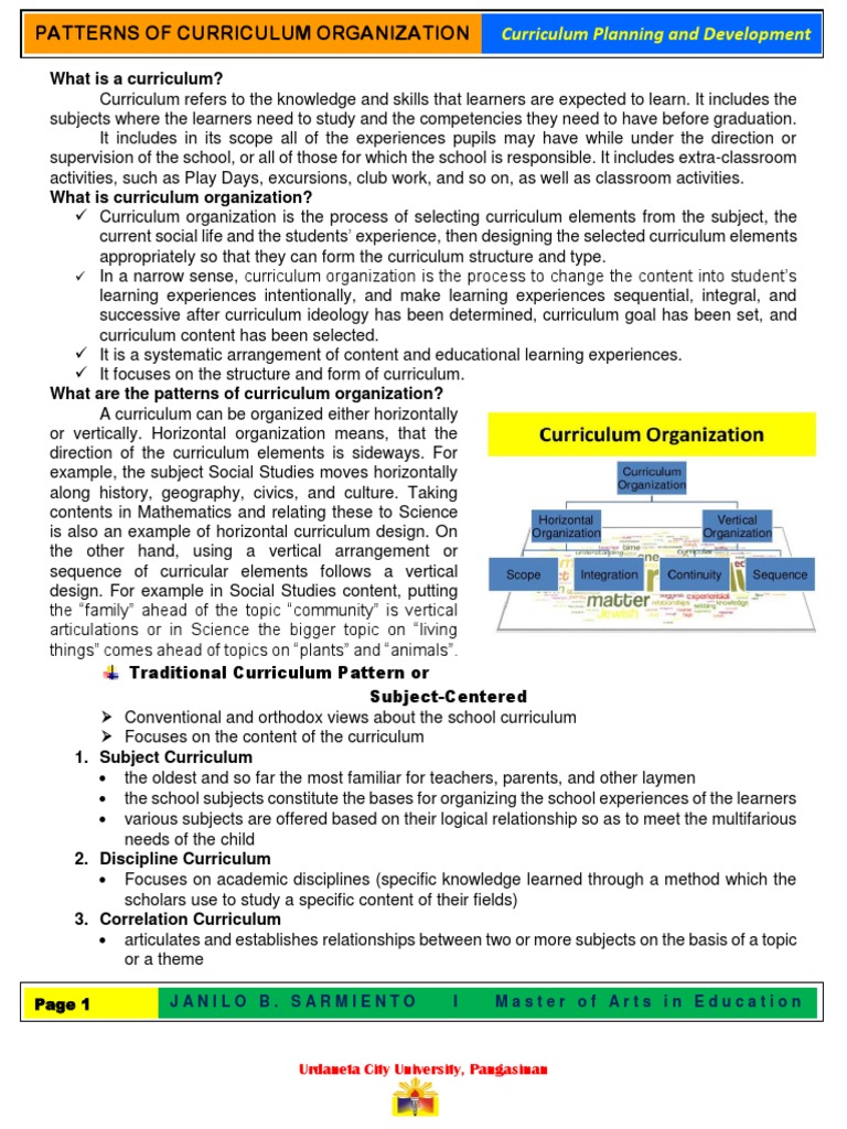 Patterns of Curriculum Organization | Download Free PDF | Curriculum ...