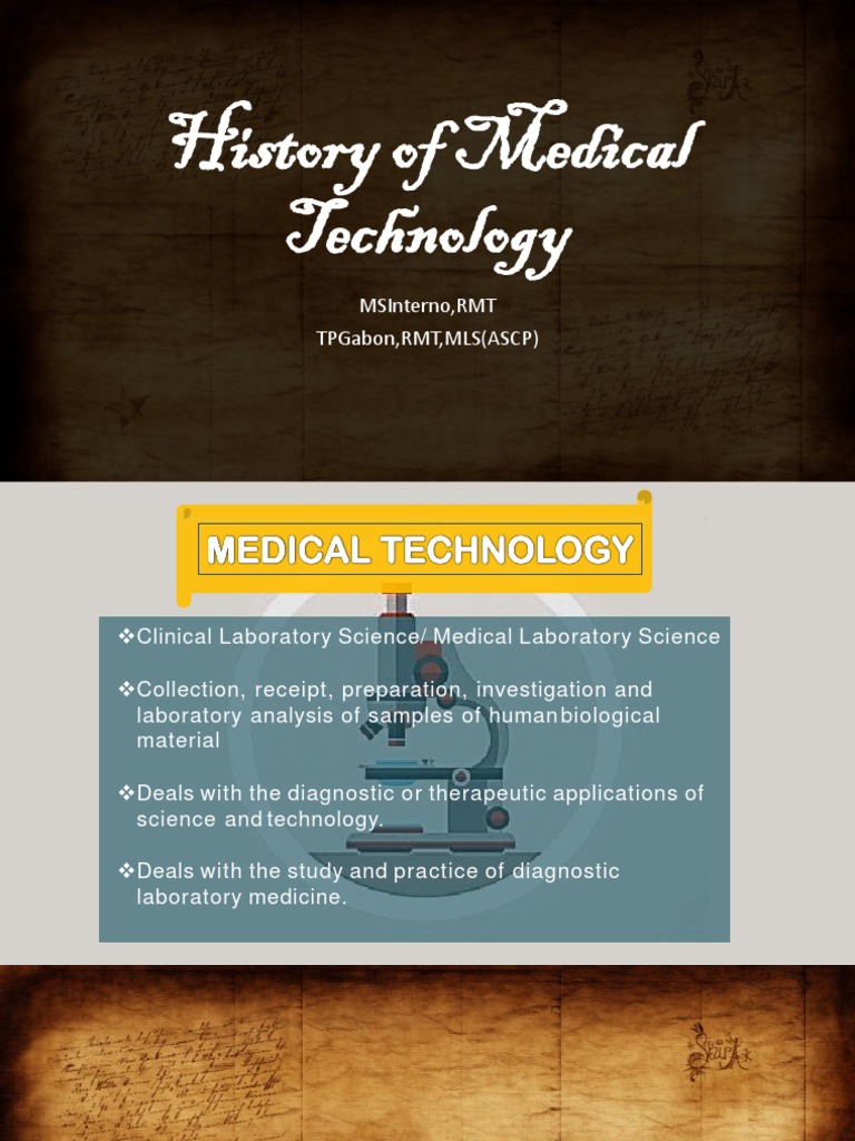 History of Medical Technology Overview | PDF | Pathology | Medical ...