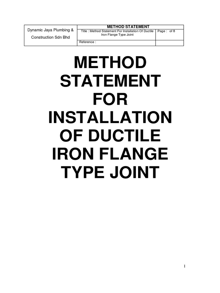 Method Statement Ductile Iron Flange Type Joint Pipe LTEST | PDF ...