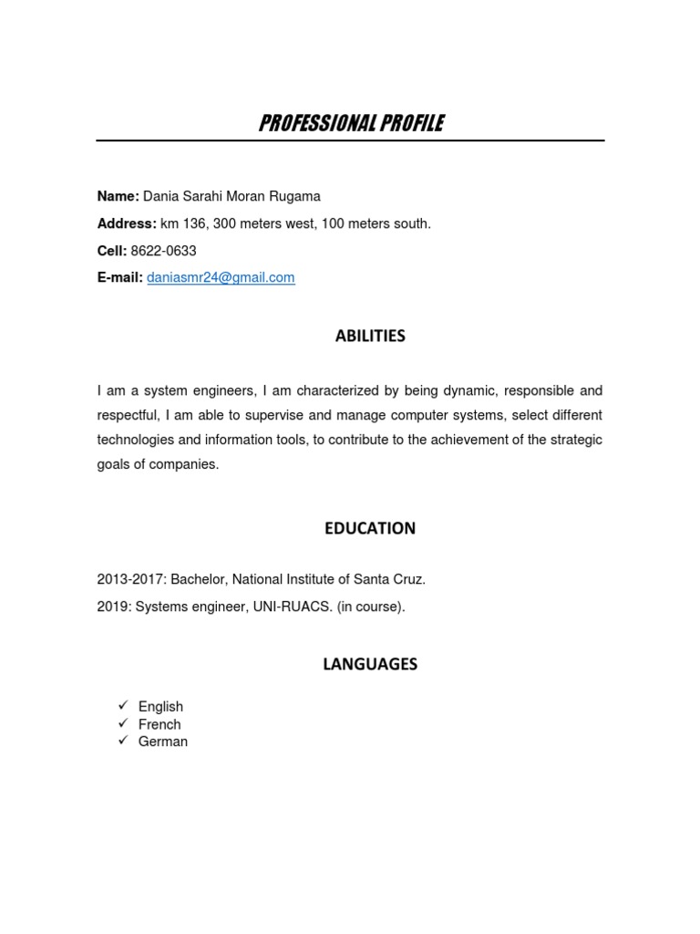 Professional Profile: Abilities | PDF