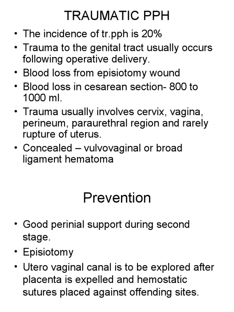 Traumatic PPH | PDF | Childbirth | Uterus