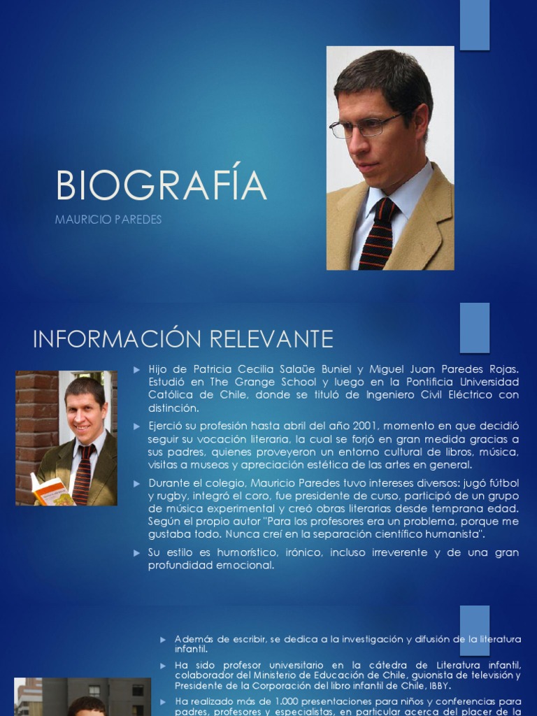 Biografía de Mauricio Paredes | PDF | Literatura infantil | Chile