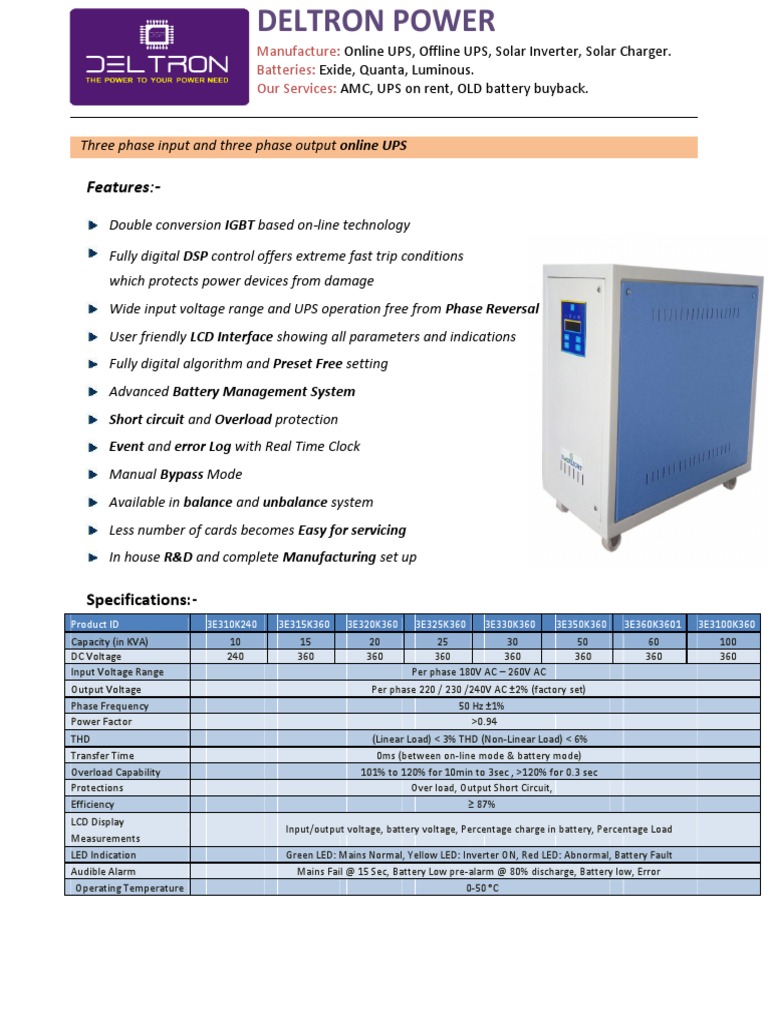 Catlog Deltron 3ph-3 PH 3 - Upto 100kva | PDF | Power Inverter ...