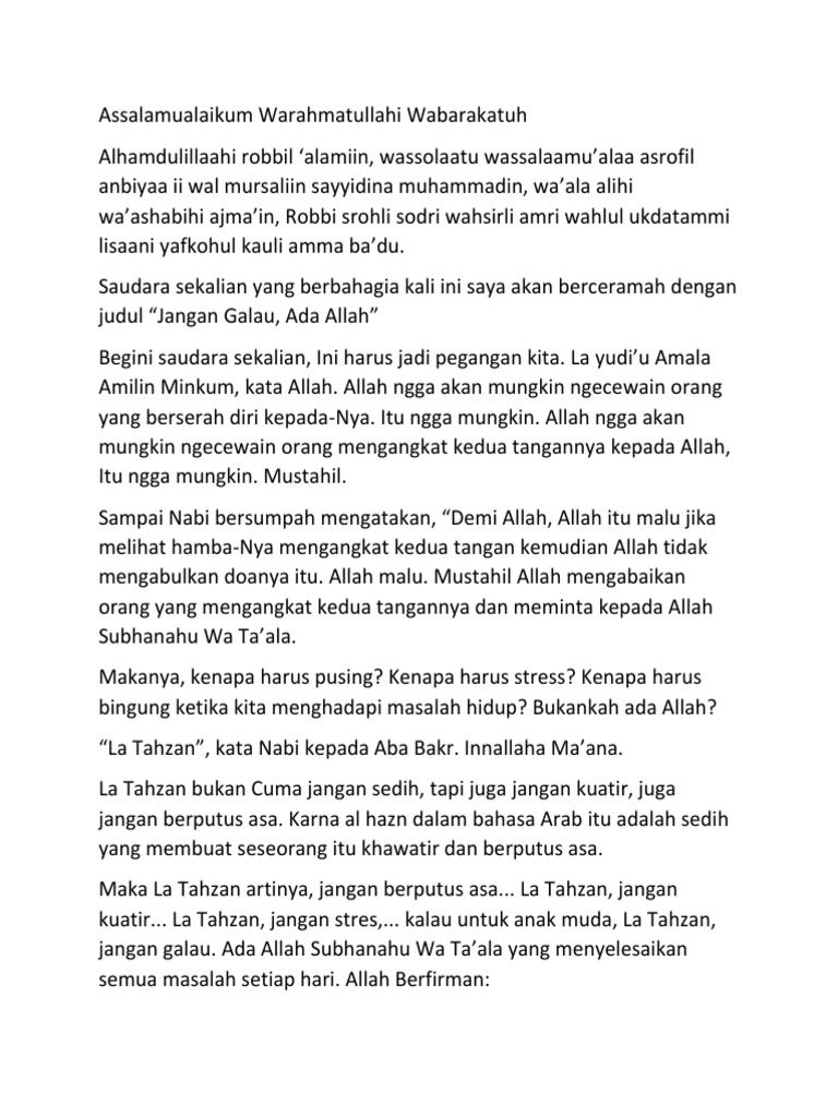 Teks Ceramah Agama Islam | PDF