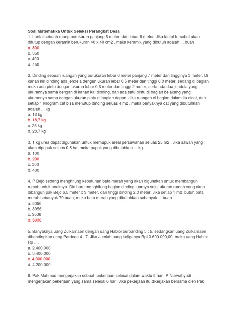 Soal Matematika | PDF | Griya & Taman