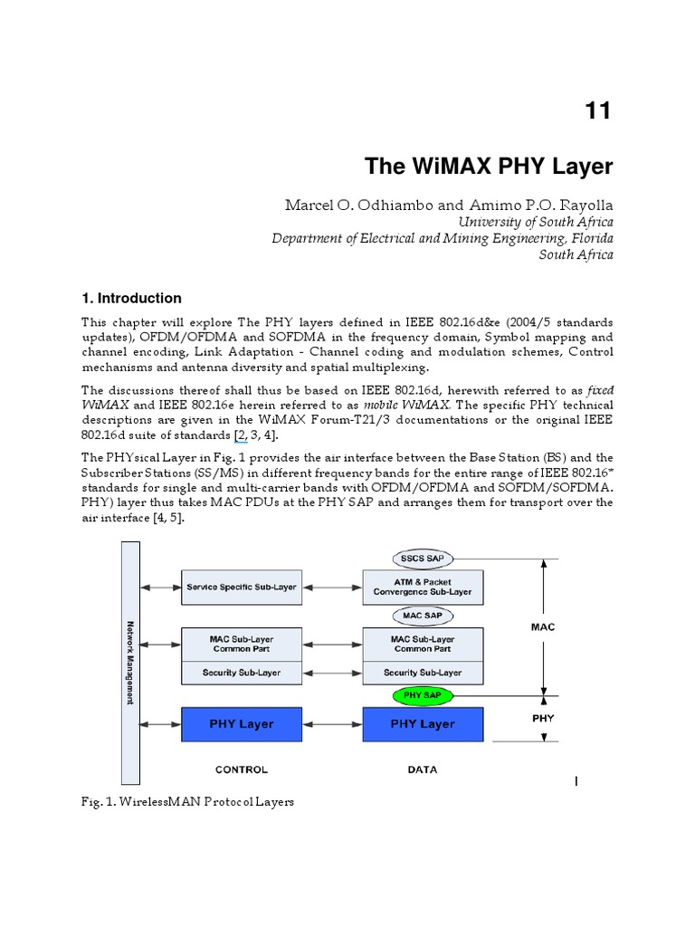 Analysis of the Physical Layer in WiMAX Networks | PDF | Orthogonal Frequency Division ...