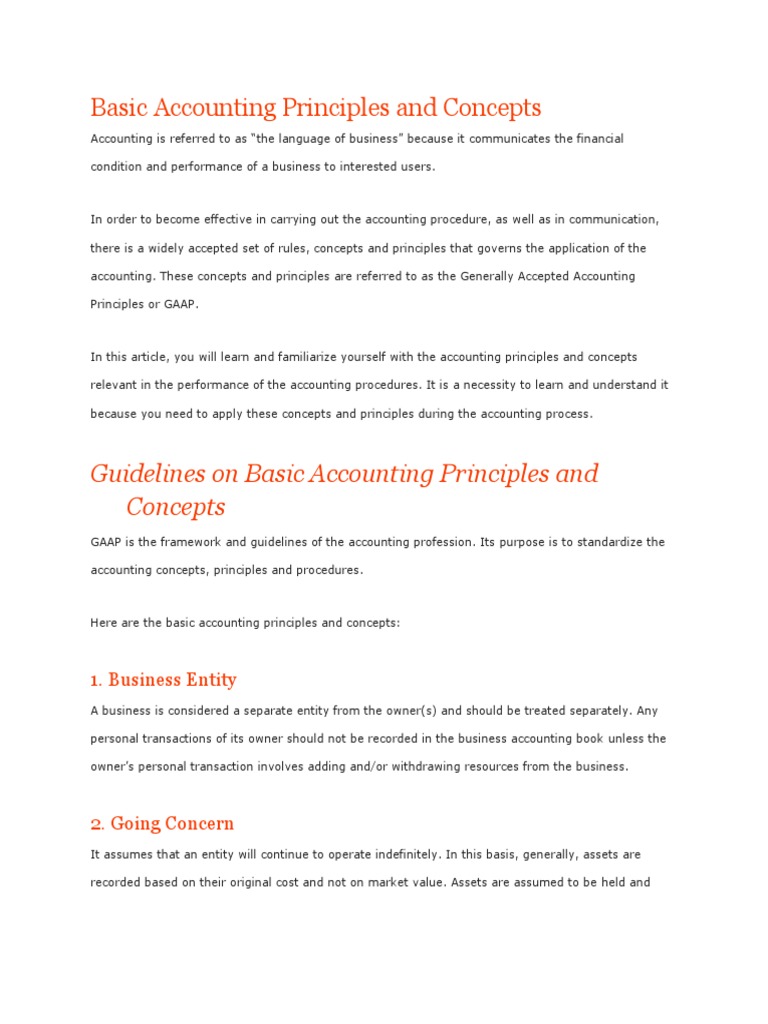 Basic Accounting Principles and Concepts | PDF | Accounting | Business