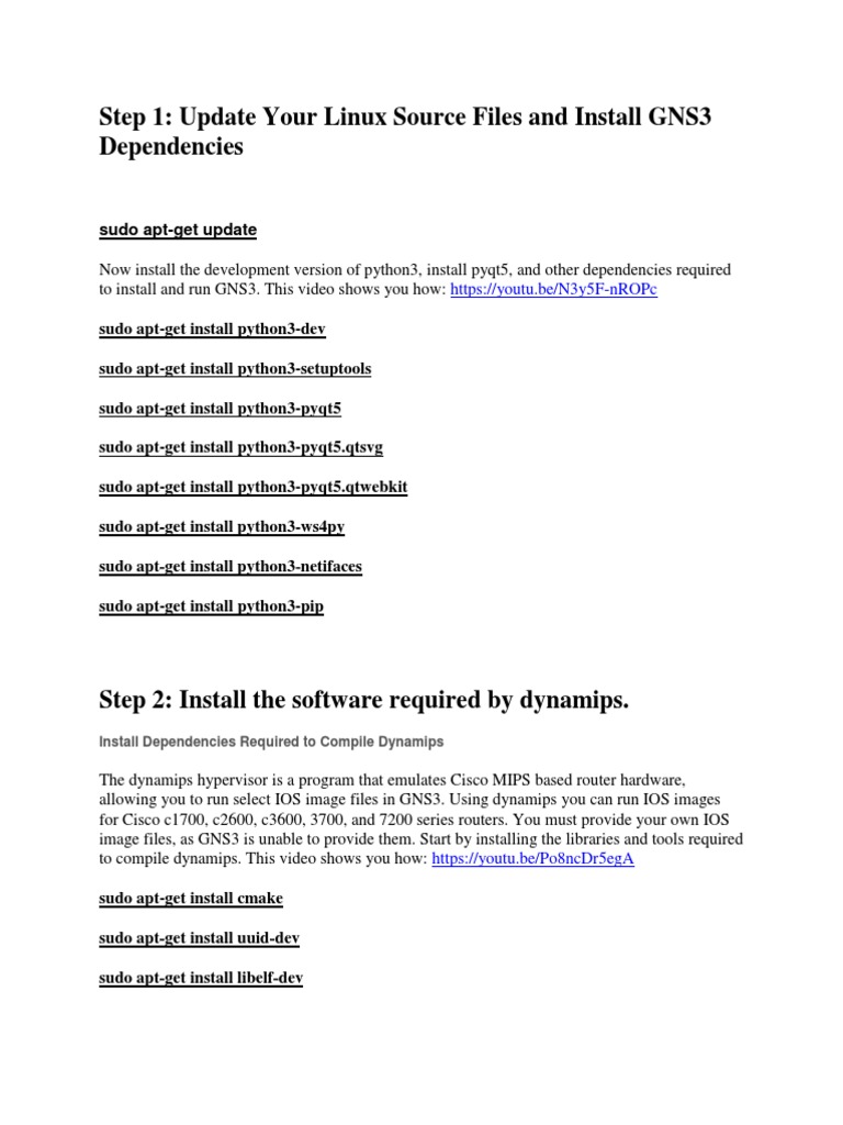 Step 1: Update Your Linux Source Files and Install GNS3 Dependencies | Download Free PDF | Zip ...