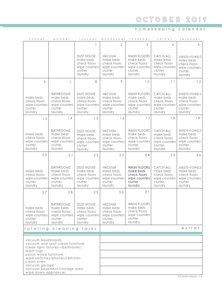 Homekeeping Calendar Clean Mama | PDF | Architectural Elements | Components