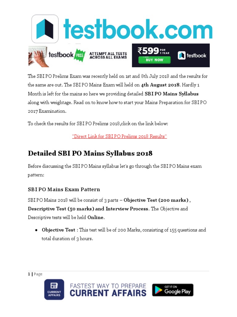 Sbi Po Mains Syllabus 2018 PDF | PDF | Chart | Test (Assessment)