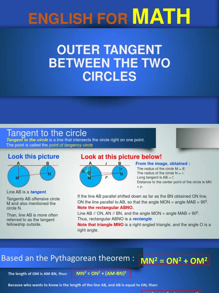 English For: Outer Tangent Between The Two Circles | PDF | Circle ...