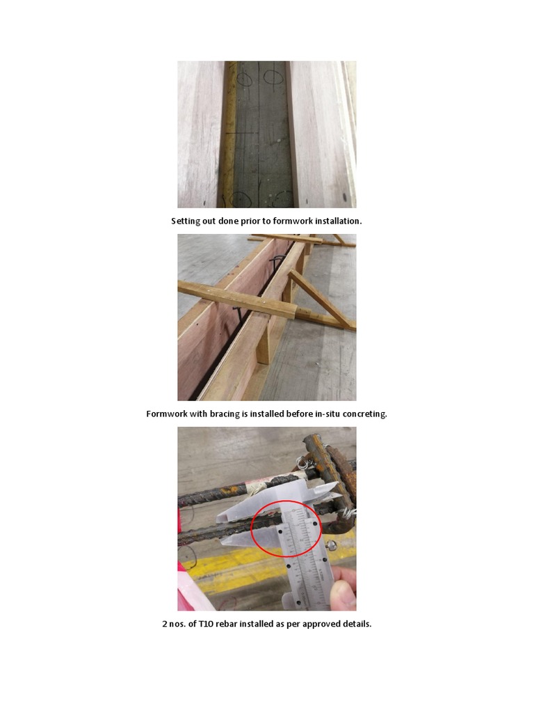 Setting Out Done Prior To Formwork Installation | PDF