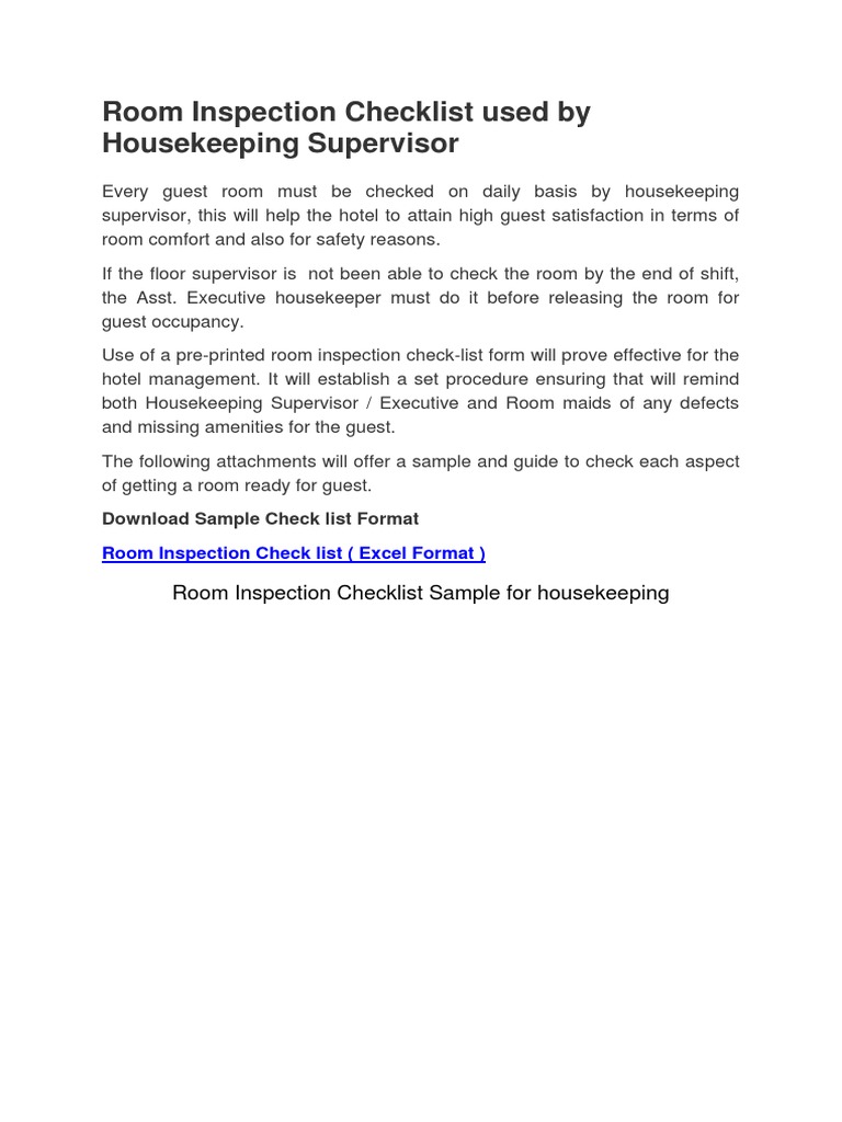 Room Inspection Checklist | PDF