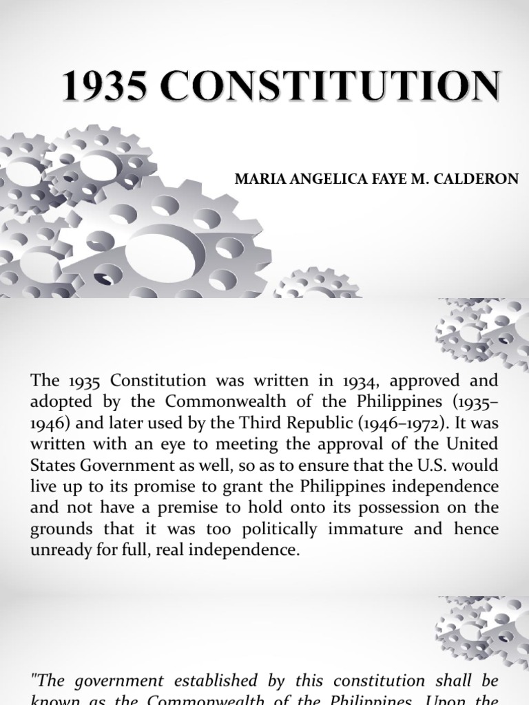 1935 Constitution Final | PDF | Constitutional Law | Politics Of The ...