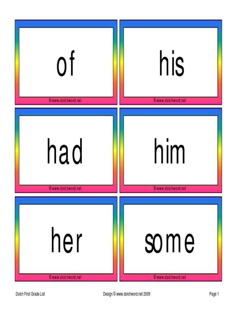 Dolch Grade 1 Sight Words | PDF