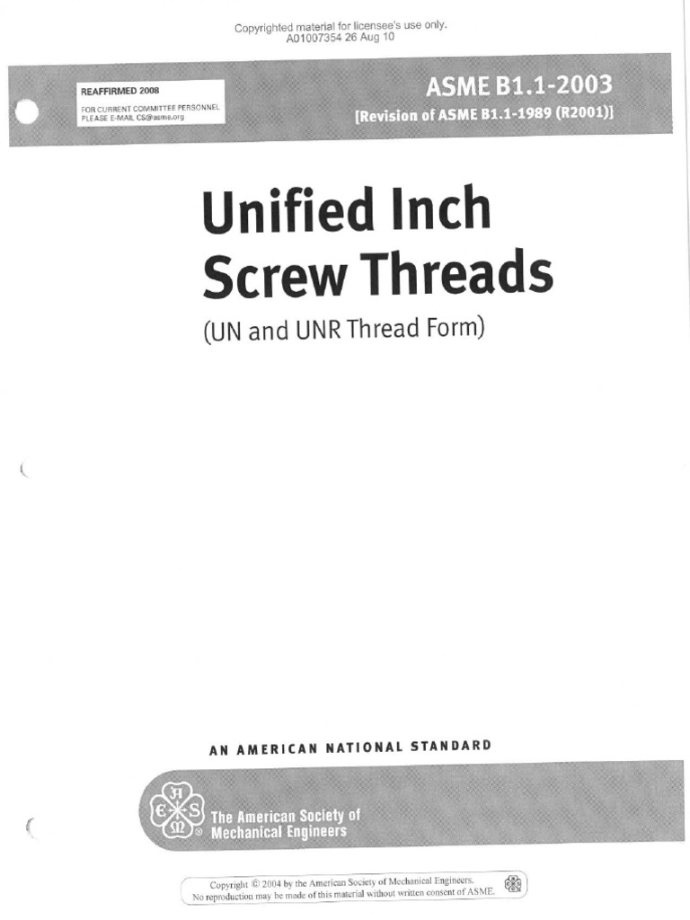 Asme B1.1 - 03 | PDF