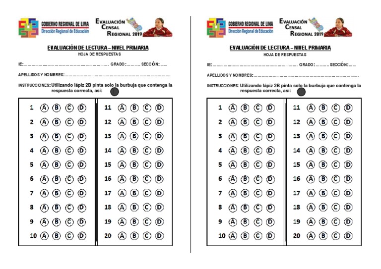 Ficha de Respuestas Lectura Primaria | PDF