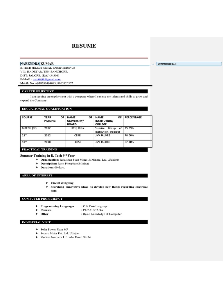 Narendra Resume | PDF | Engineering