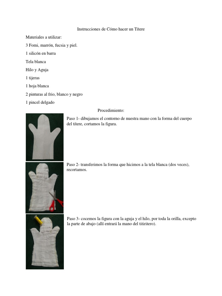Instrucciones de Cómo Hacer Un Títere | PDF