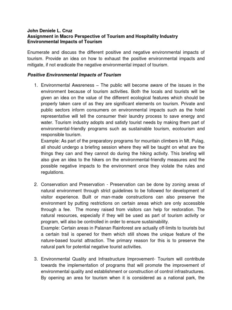 Environmental Impact of Tourism | PDF | Tourism | Environmental Impact ...