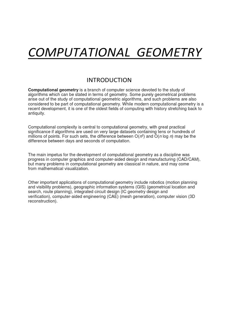 Computational Geometry Pdf Algorithms And Data Structures Mathematical Concepts