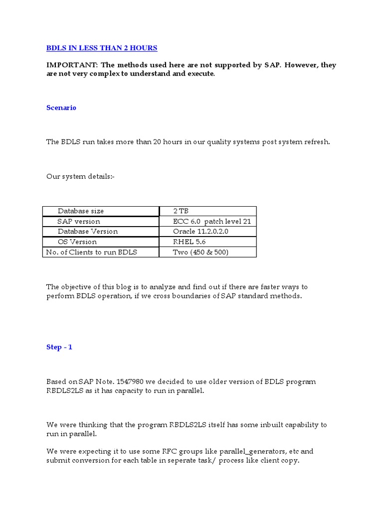 Optimizing BDLS Execution in SAP | PDF | Database Index | Data Management