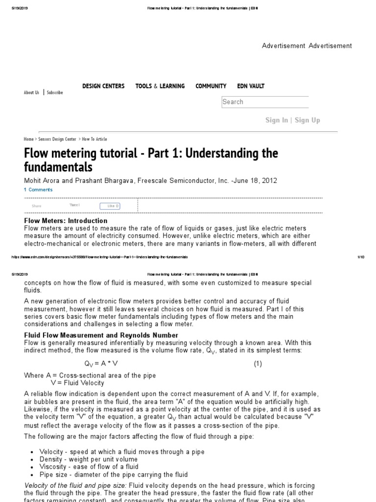 Flow Metering Tutorial - Part 1 - Understanding The Fundamentals - EDN ...