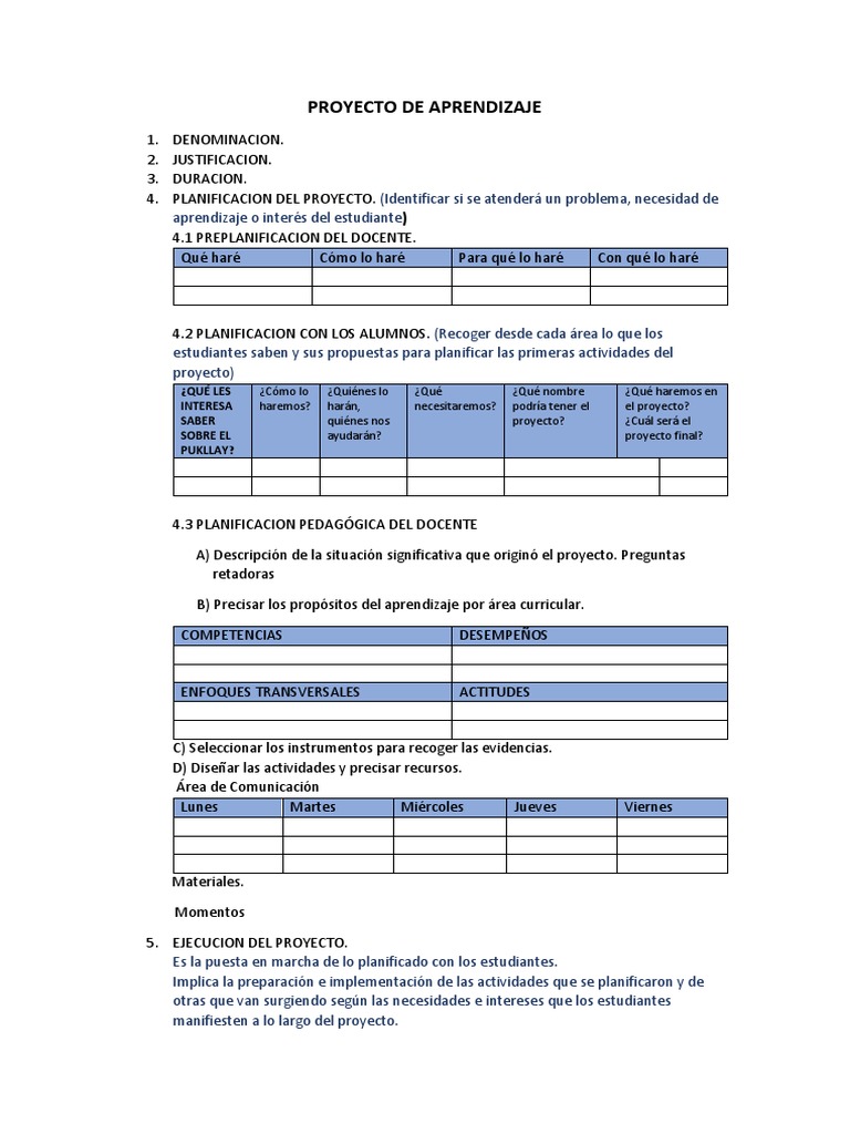 Proyecto de Aprendizaje - Esquema-Bop | PDF | Planificación | Aprendizaje