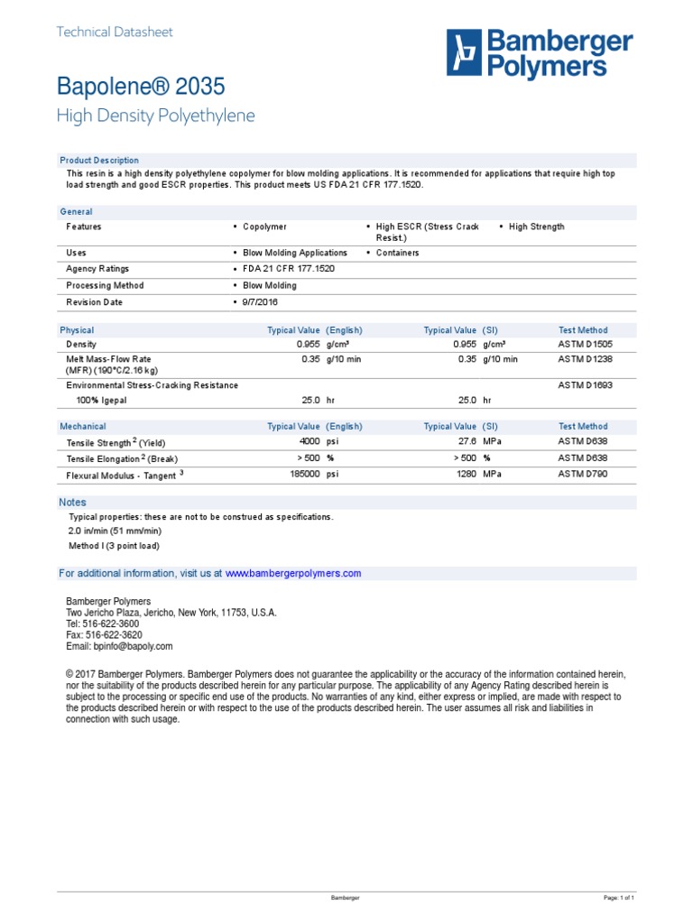 HDPE 2035 Bapolene PDF | PDF | Polyethylene | Amorphous Solid