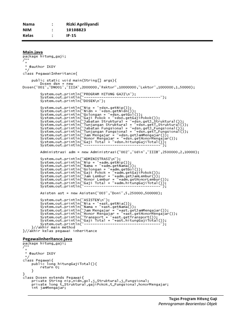 Source Code Program Menghitung Gaji Pegawai | PDF | Technology ...