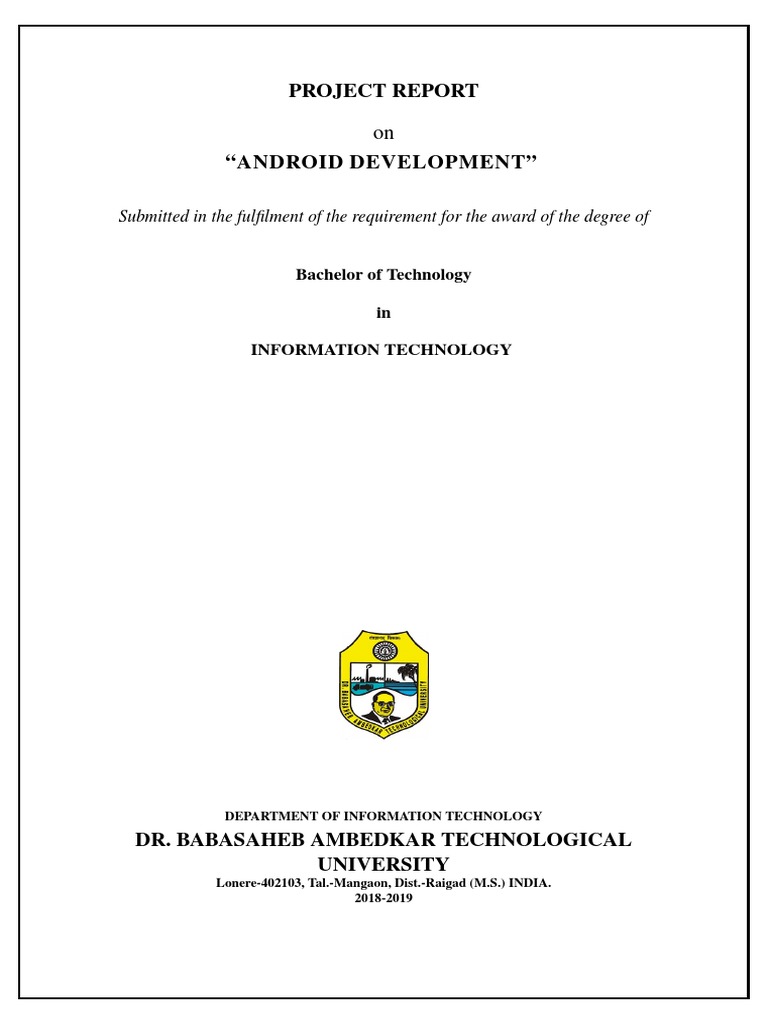 Project Report Android Development | PDF | Android (Operating System) | Mobile App