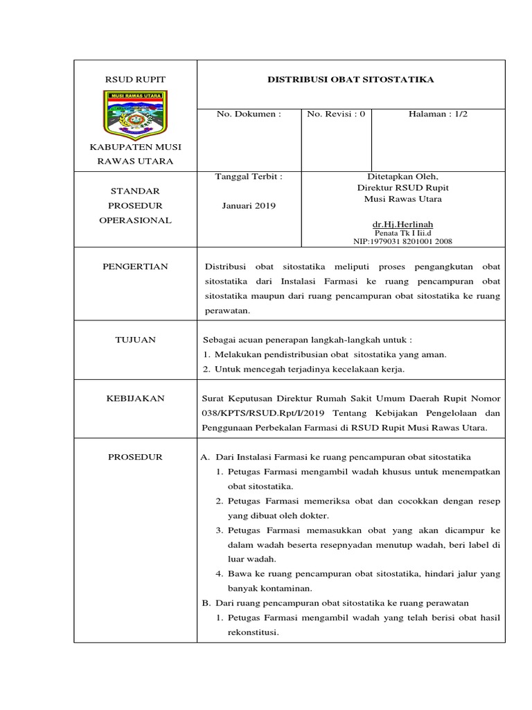 Spo Distribusi Obat Sitostatika | PDF