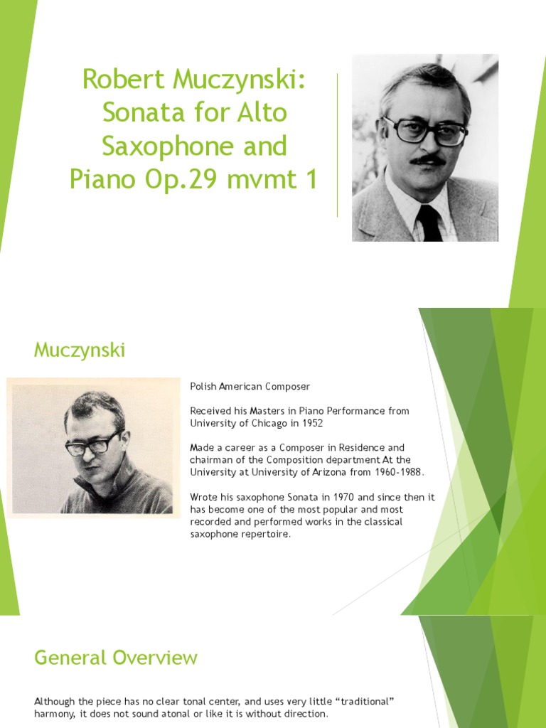 Robert Muczynski: Sonata For Alto Saxophone and Piano Op.29 MVMT 1 | PDF