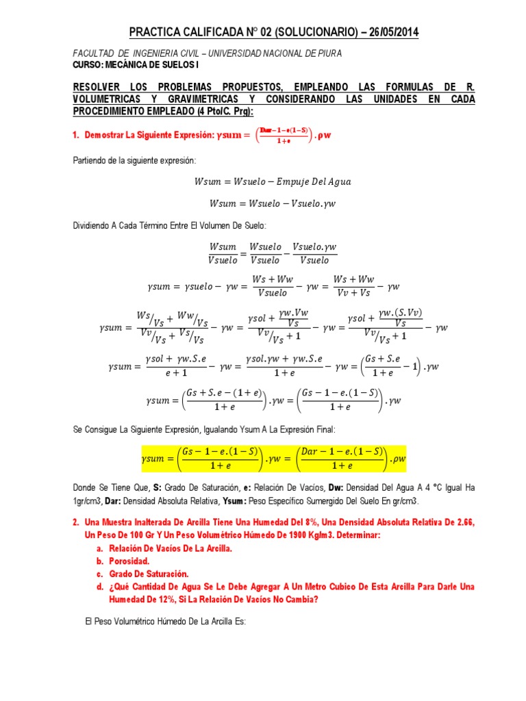 Practica Calificada #02 - B - Solución | PDF | Densidad | Cantidades ...