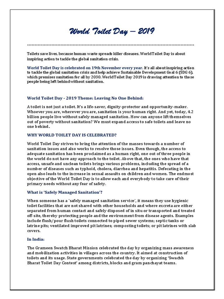 World Toilet Day Concept Note | PDF | Sanitation | Toilet
